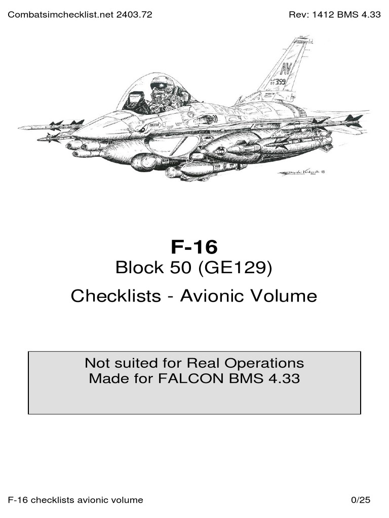 Avionic Checklists | PDF | General Dynamics F 16 Fighting Falcon | Avionics