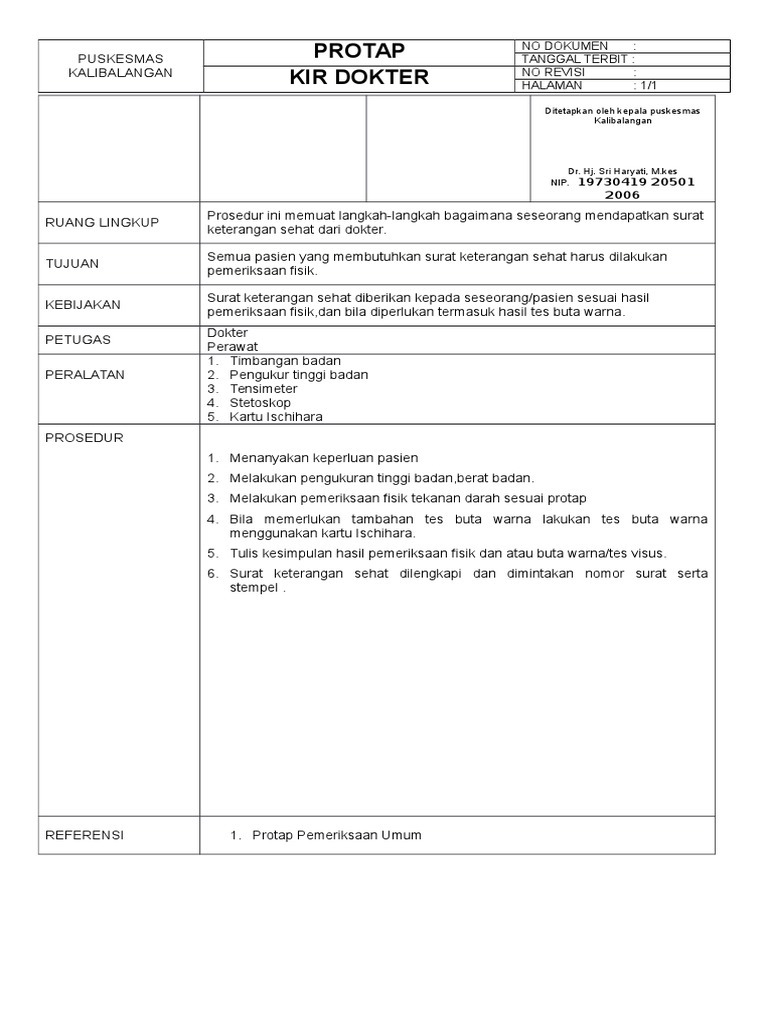 SOP Kir Dokter | PDF