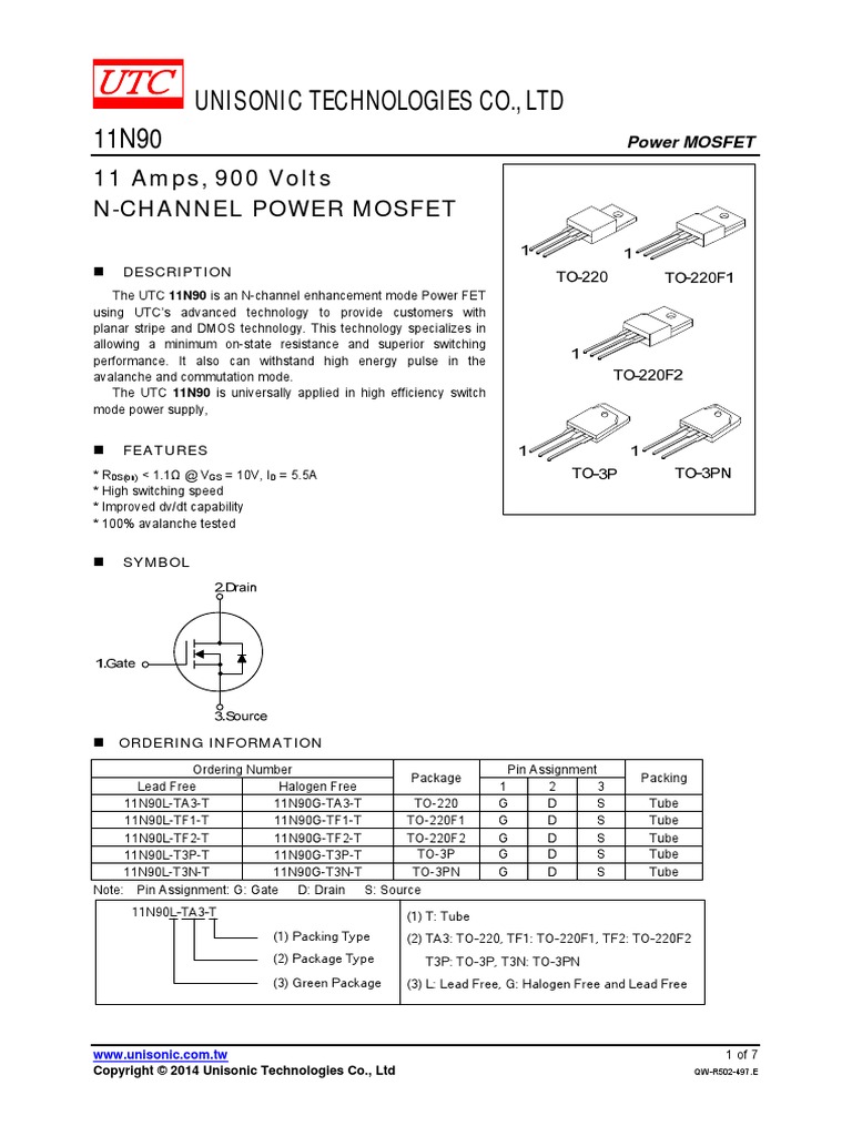 11N90 | PDF | Field Effect Transistor | Mosfet
