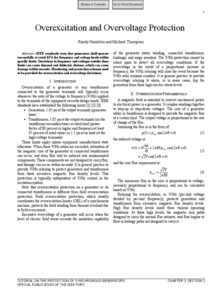 3.2 Overexcitation and Overvoltage Protection | PDF | Transformer ...