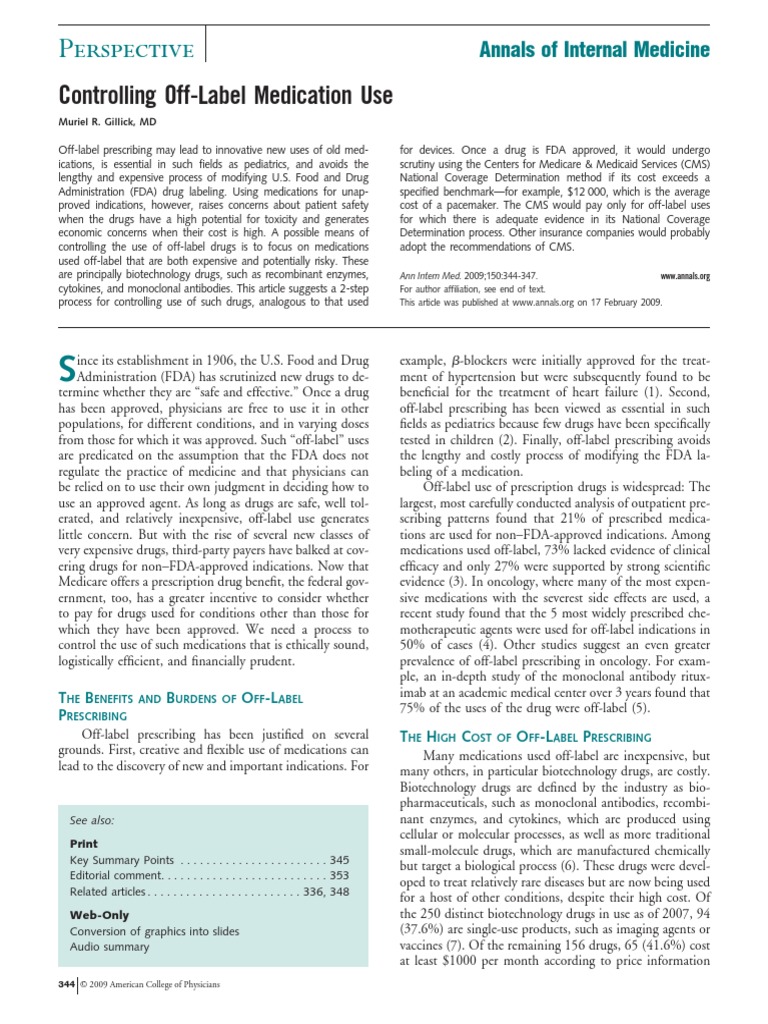 Perspective: Controlling Off-Label Medication Use | PDF ...