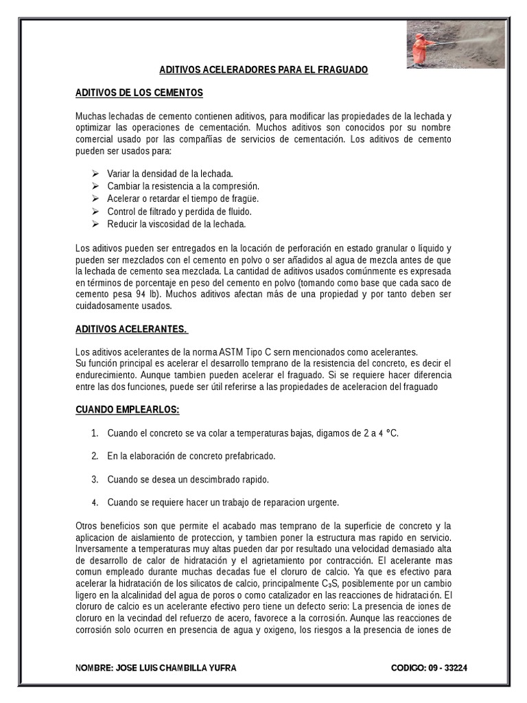 Aditivos Aceleradores de Fraguado | PDF | Cemento | Hormigón