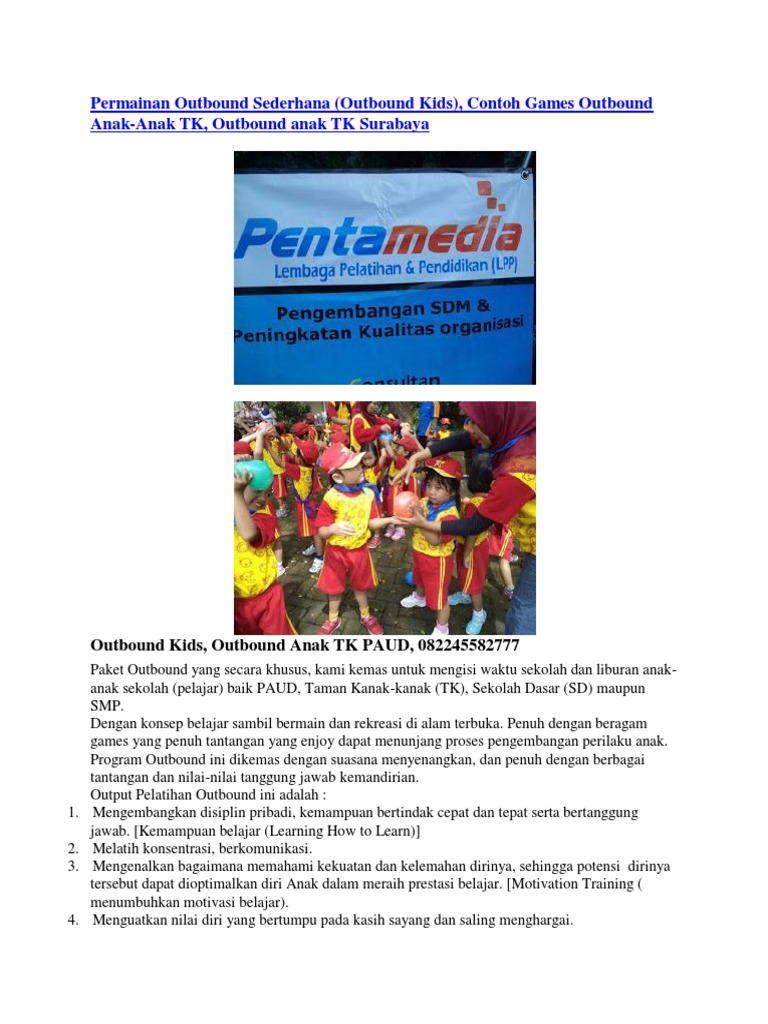 Permainan Outbound Sederhana (Outbound Kids), Contoh Games Outbound ...