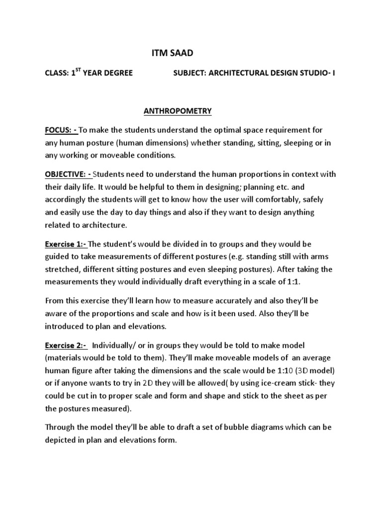 Understanding Human Dimensions: An Architectural Design Studio ...