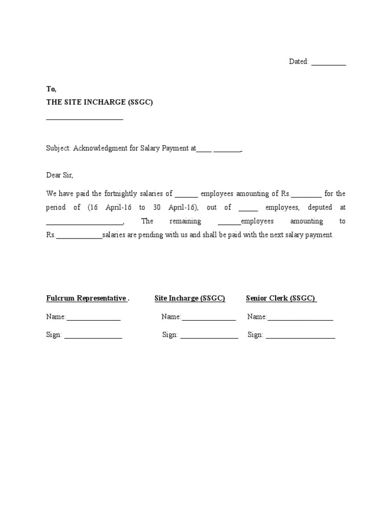 To, The Site Incharge (SSGC) | PDF