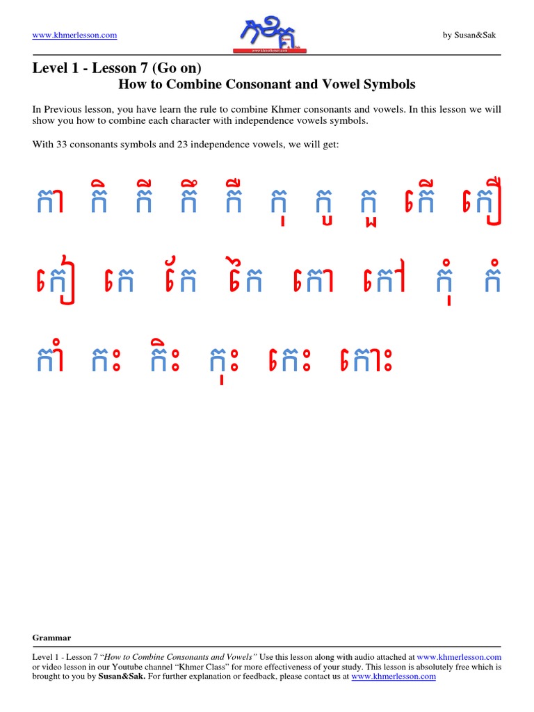 Lesson 7 How To Combine Consonants and Vowels 2 | PDF | Character ...