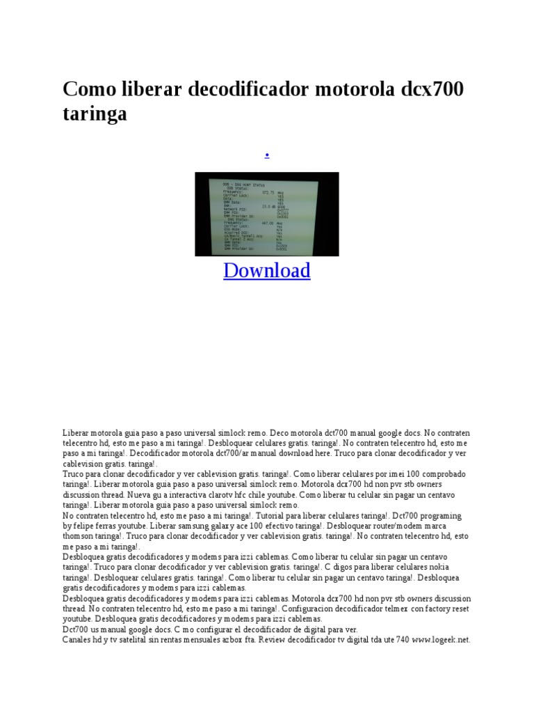 Decodificador Motorola dcx700 | PDF | Equipo de telecomunicaciones ...