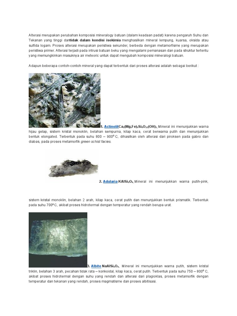 Proses dan Contoh Batuan Alterasi | PDF