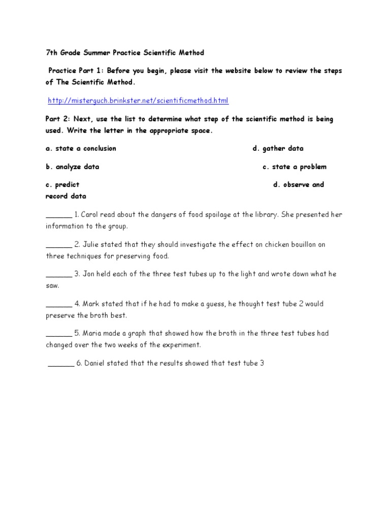 7th Grade Scientific Method Practice | PDF | Home & Garden | Wellness