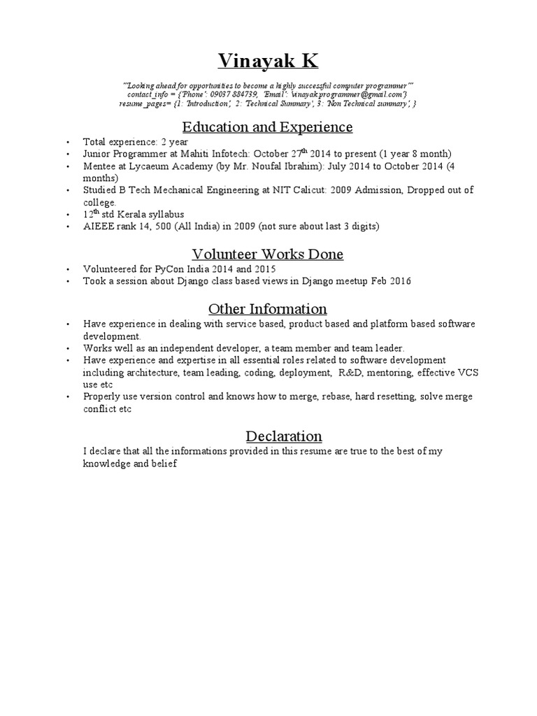 Vinayak Python Developer | PDF | Application Programming Interface | Databases