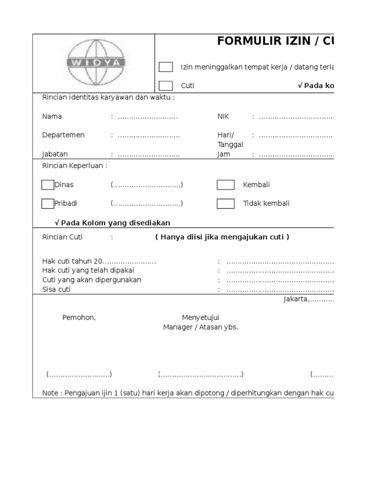 Form Izin Cuti | PDF