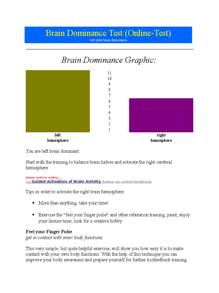Brain Dominance Test (Online-Test) | PDF
