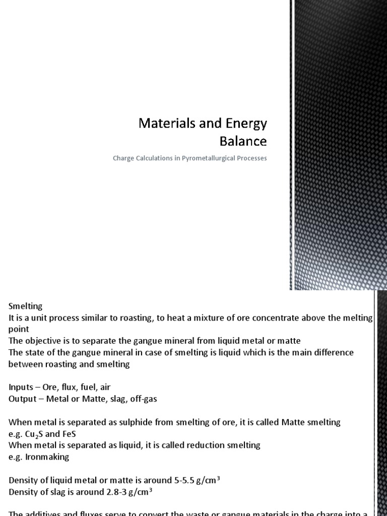 Materials and Energy Balance - Course 4 Charge Calculations Continued ...