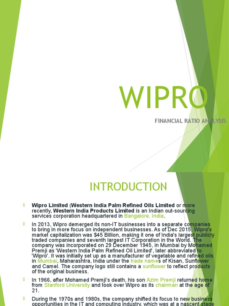 Analysis of Key Financial Ratios for Wipro from 2011-2015 | PDF