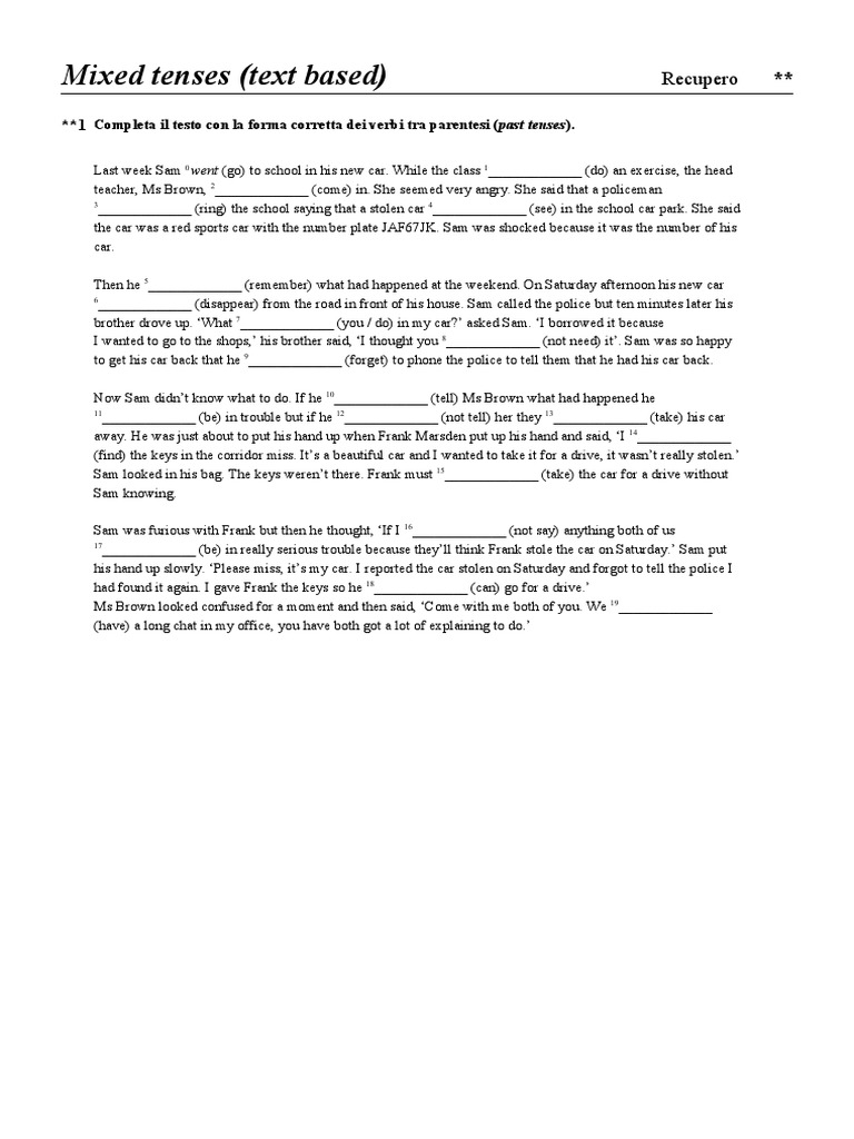 Mixed Tenses Text Based | Pdf