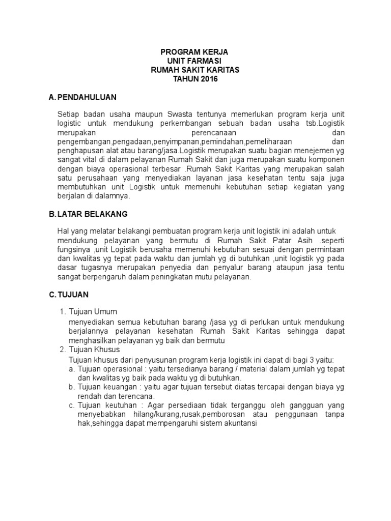 Program Kerja Logistik | PDF