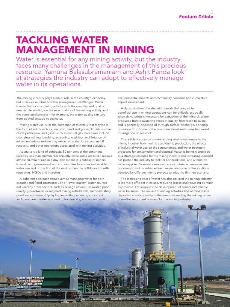 AWA Water Journal Water in Mining Feb Edition 2014 | PDF | Water ...