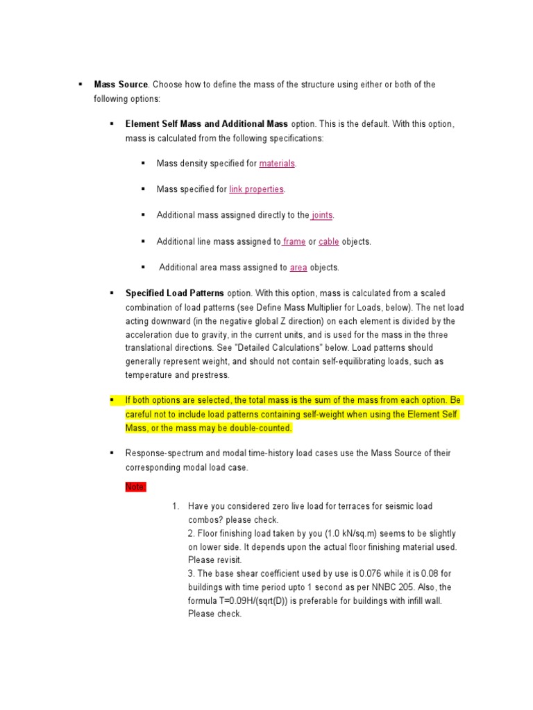 Mass Source | PDF | Structural Load | Mass