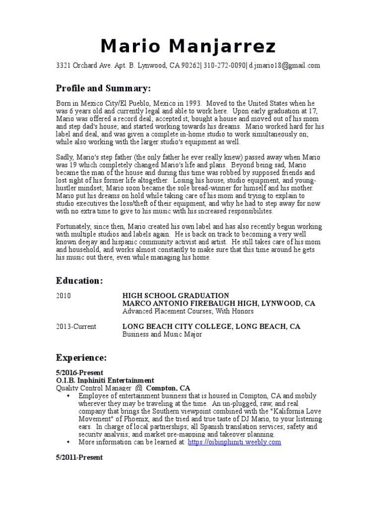 Mario Resume | PDF | Employment | Business