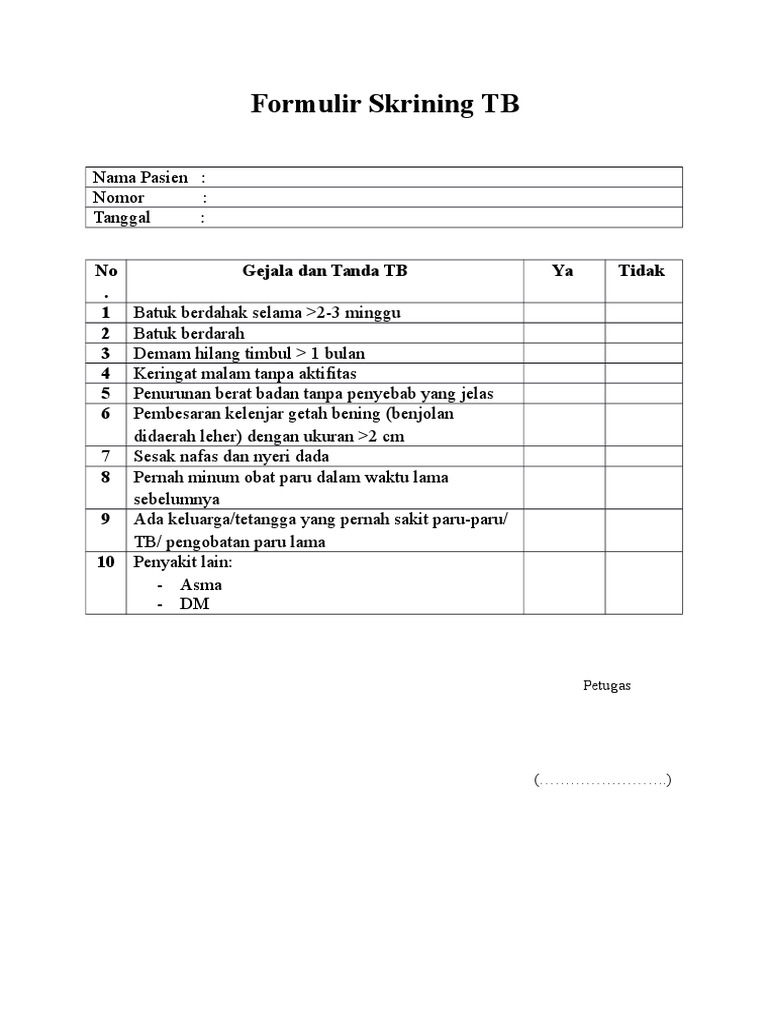 Formulir Skrining TB | PDF