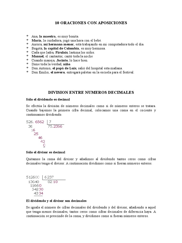 10 Oraciones Con Aposiciones | PDF