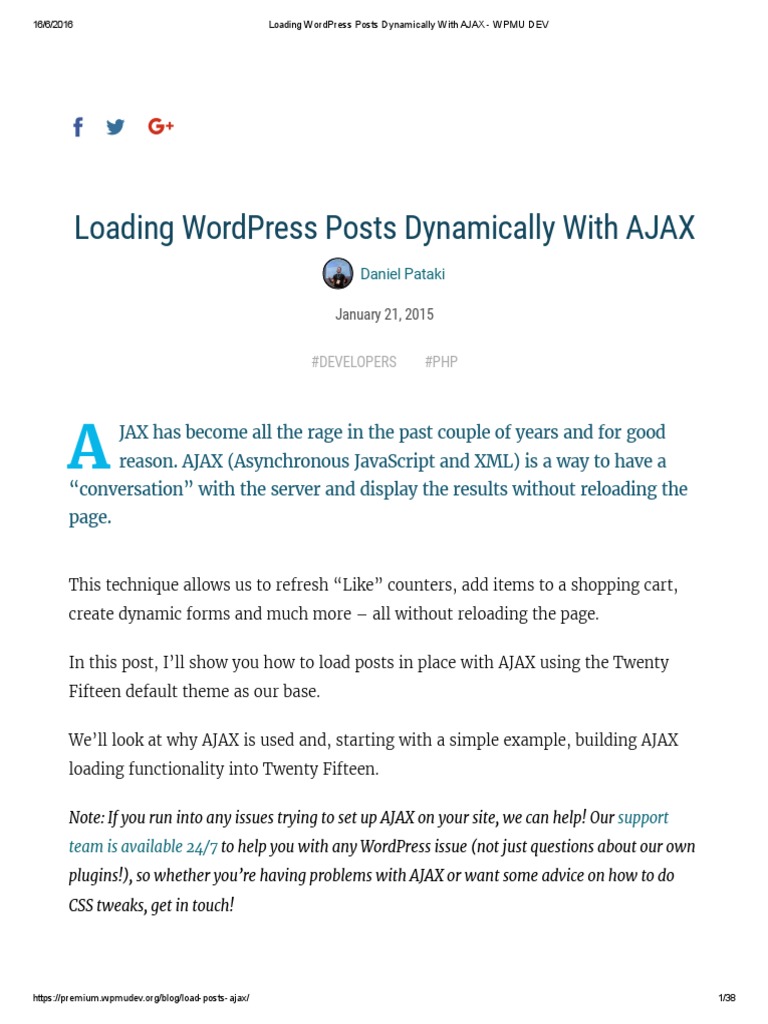 Loading Wordpress Posts Dynamically With Ajax Wpmu Dev Pdf Ajax Programming Word Press 6521