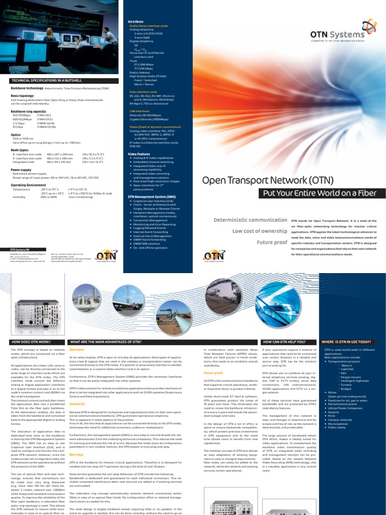 Otn Systems Otn-X3m | PDF | Network Topology | Computer Network