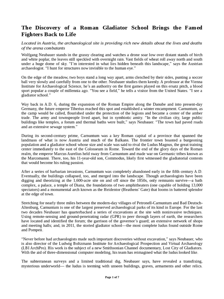 The Discovery of A Roman Gladiator School Brings The Famed Fighters ...