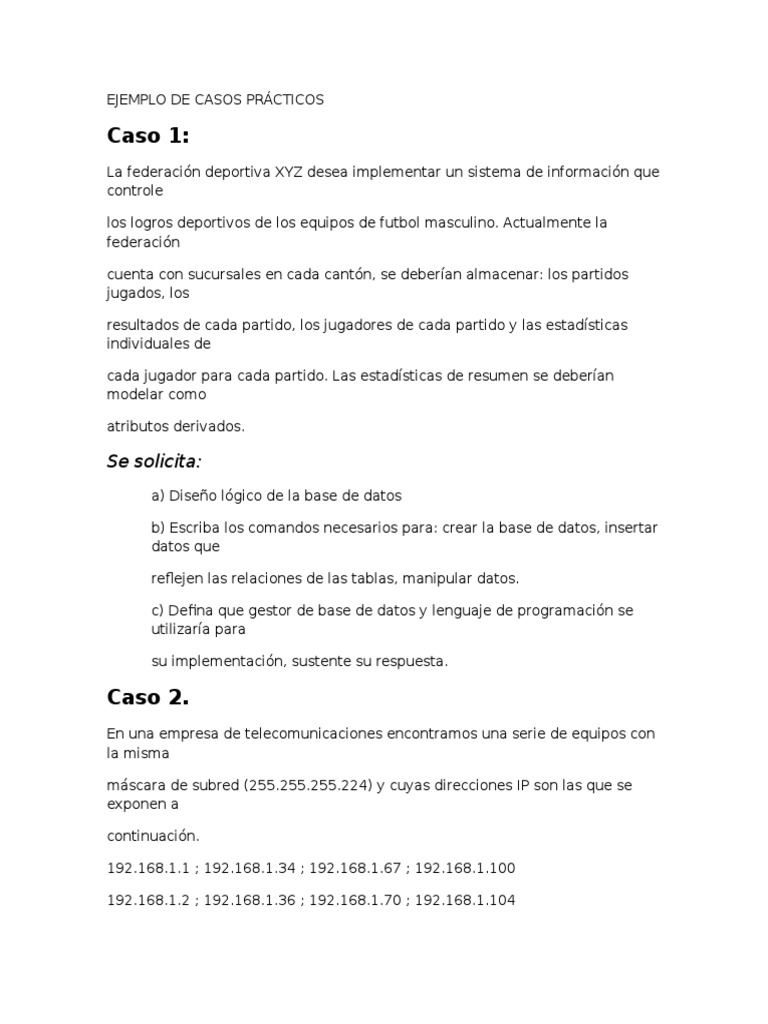 Ejemplo de Casos Prácticos | PDF | Caso de uso | Dirección IP