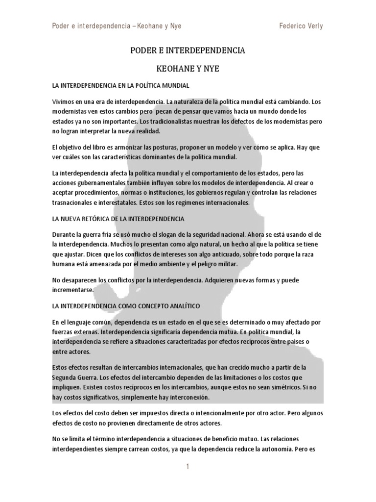 Poder e Interdependencia en Política Mundial | PDF | Estado (política ...