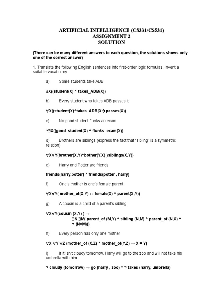 Assignment2 SOLUTIONFINAL | PDF | Metalogic | Logic