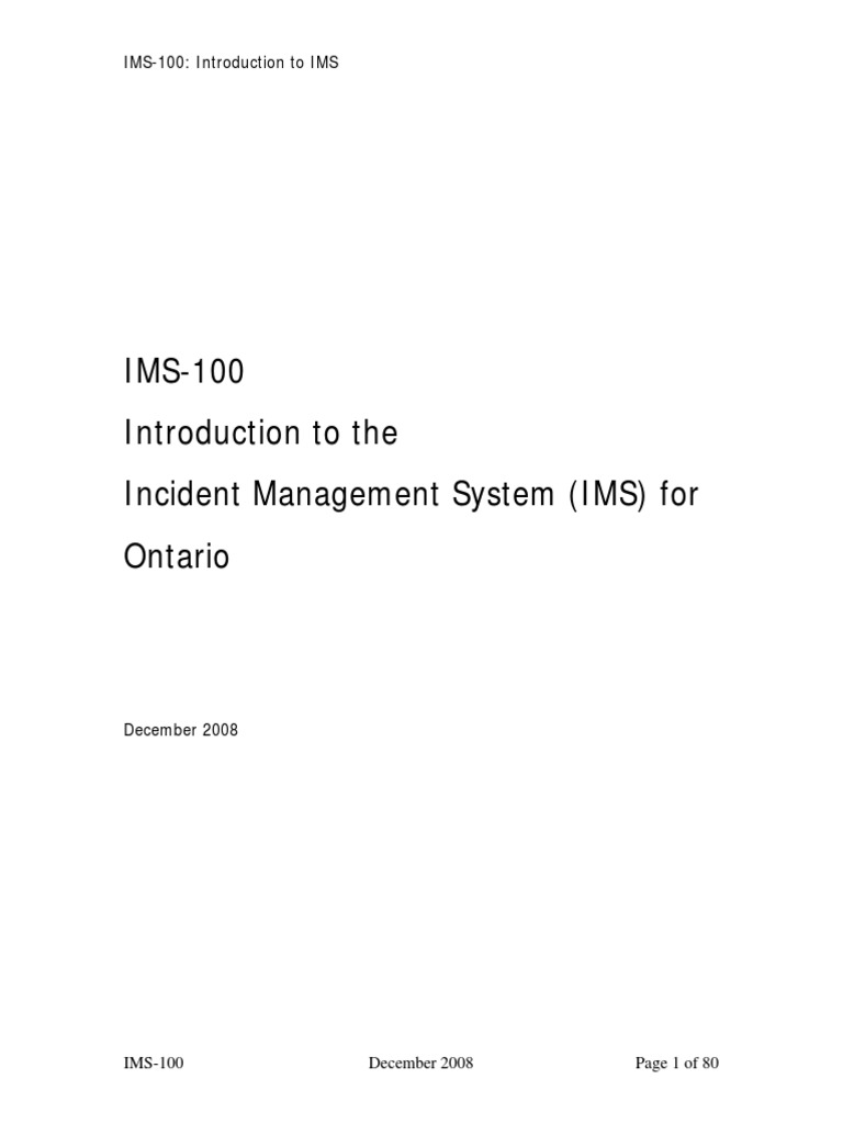 IMS 100 Intro To Incident Management | PDF | Incident Command System ...