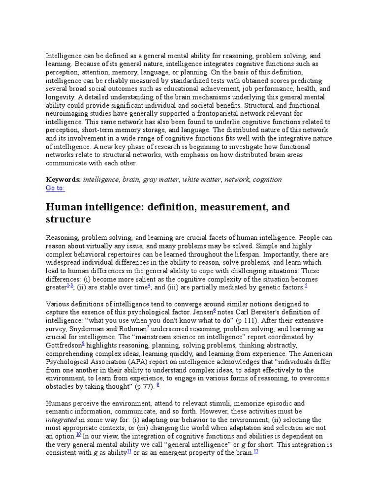 Human Intellegence | PDF | Intelligence | Cognition