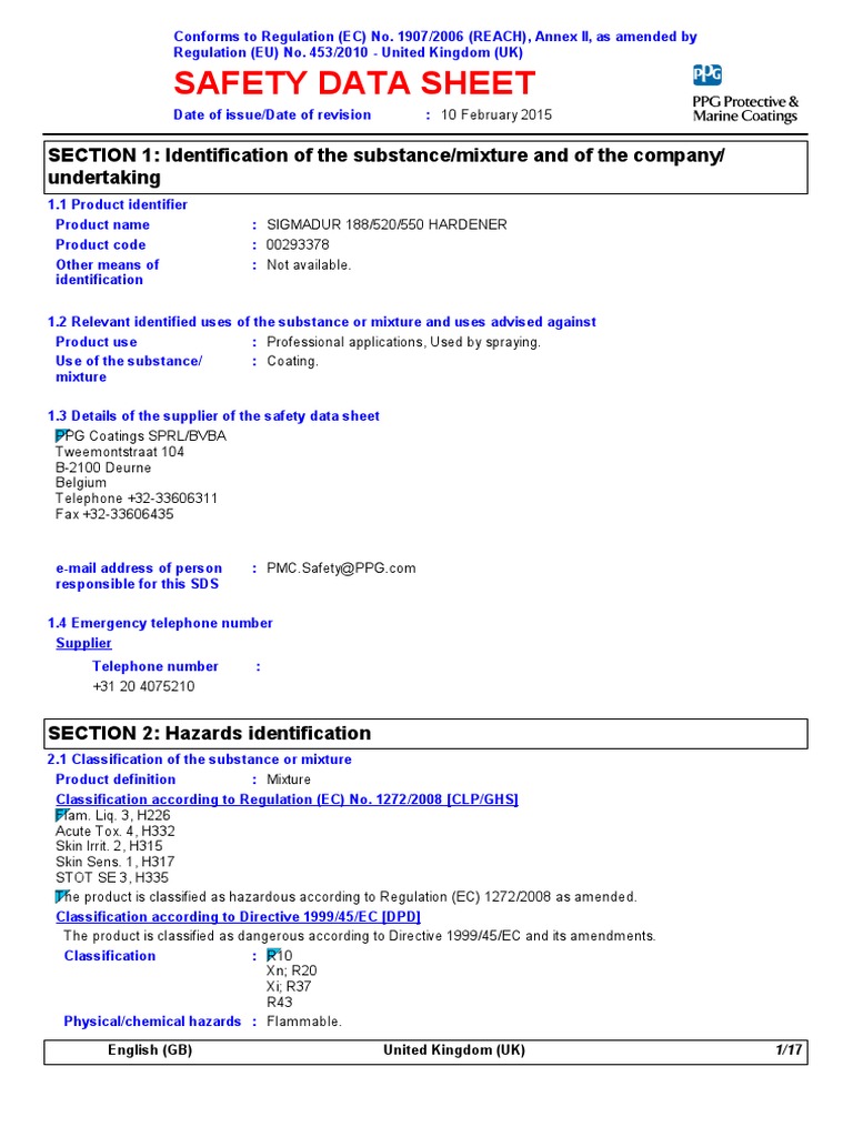 550 Msds Hardener | PDF | Firefighting | Toxicity