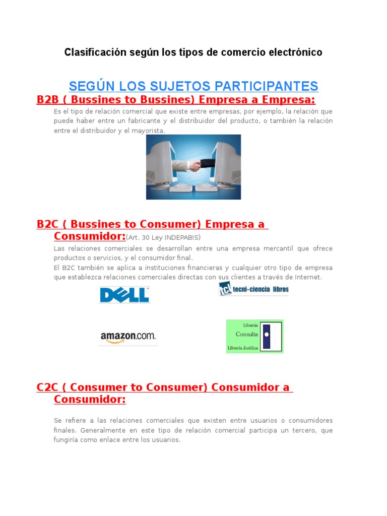 Clasificación Según Los Tipos de Comercio Electrónico | PDF