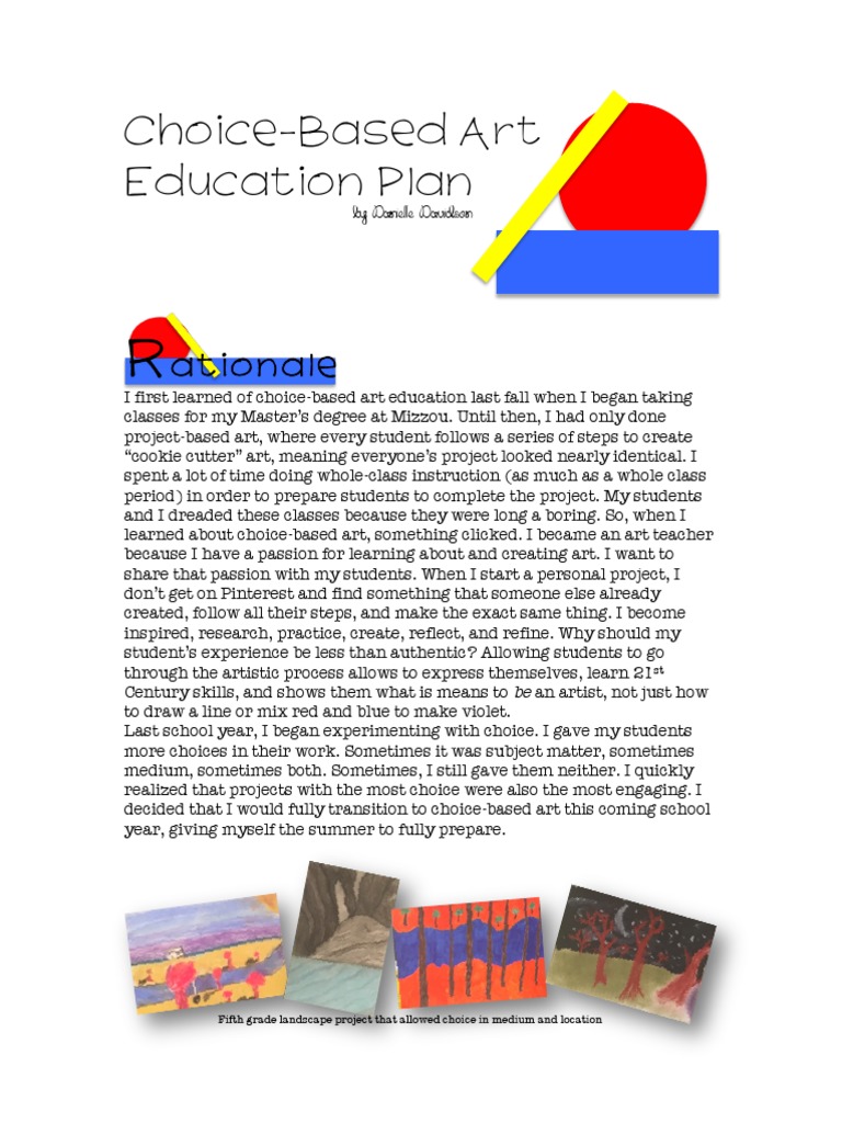 Choice-Based Art Education Plan: Ationale | PDF | Project Based ...