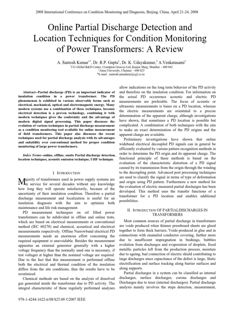 Online Partial Discharge Detection | PDF | Spectral Density | Electricity