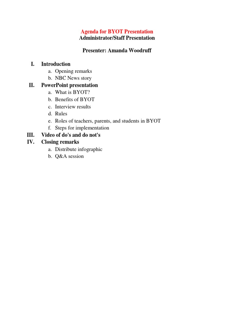 BYOT Overview for School Staff | PDF