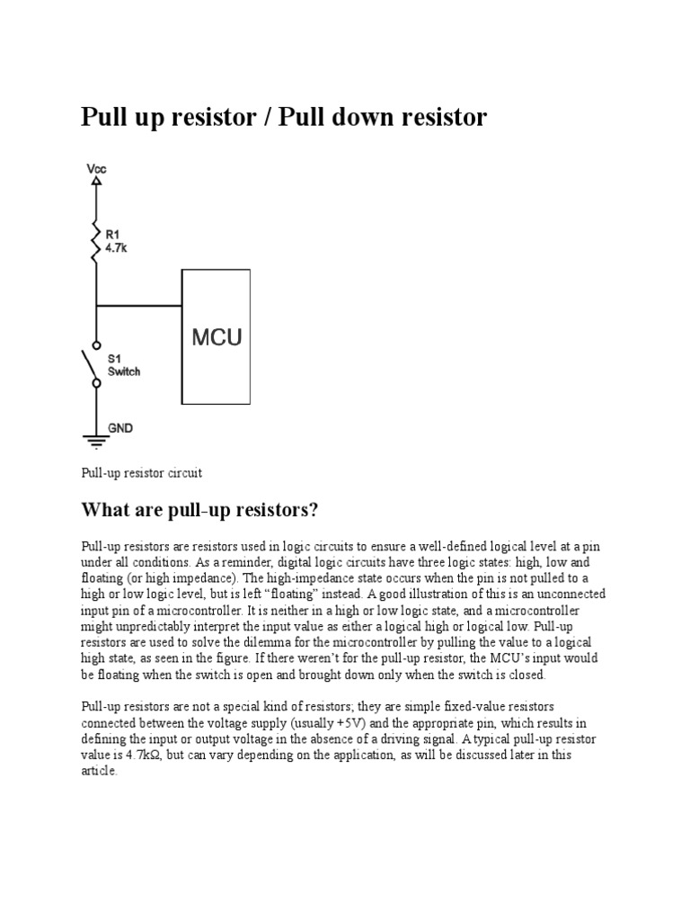 Pull-Up and Pull-Down Resistors Explained | PDF | Resistor | Electronic ...