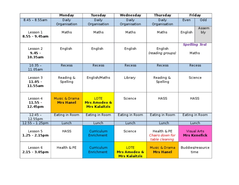 Term 3 Timetable Website | PDF | Language Arts & Discipline