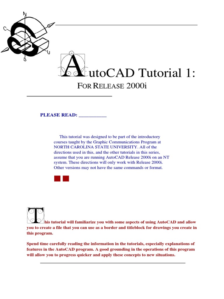 Utocad Tutorial 1:: or Elease | PDF | Button (Computing) | Icon (Computing)