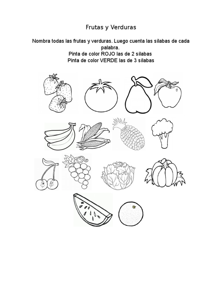 Tarea Frutas y Verduras | PDF | Cocina, comidas y vino