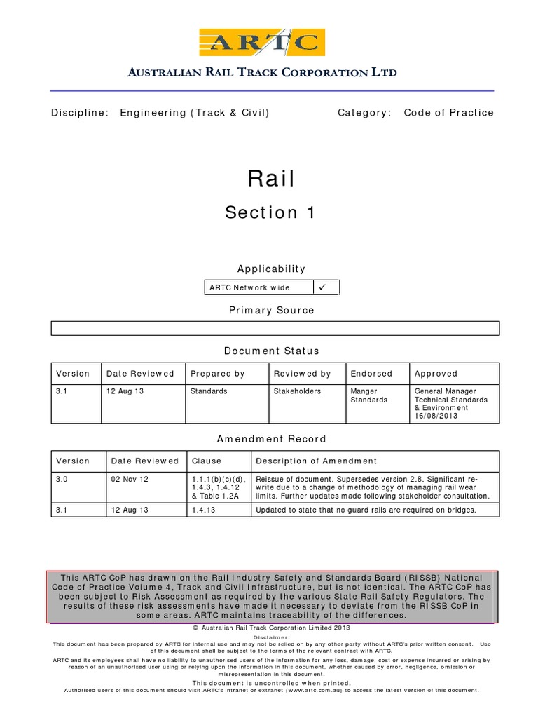 Rail Code of Practice | PDF | Track (Rail Transport) | Welding