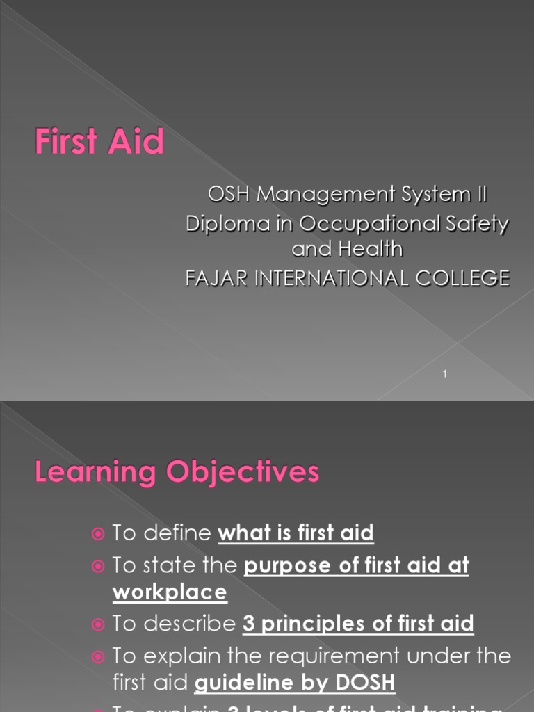 OSH Management System II | PDF | First Aid | Occupational Safety And Health