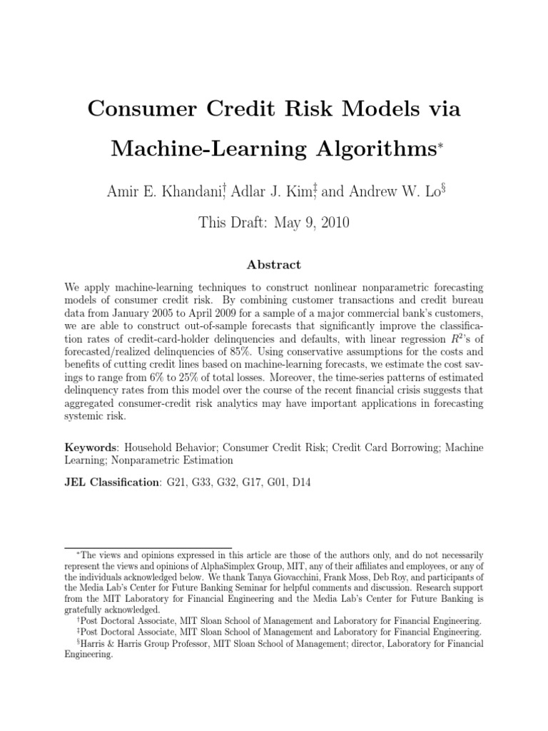 Consumer Credit Risk Models | PDF | Credit Card | Machine Learning