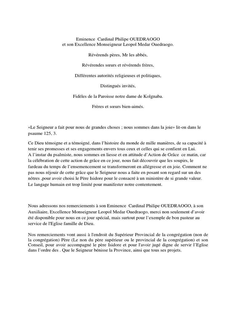 Discours Ordination | PDF