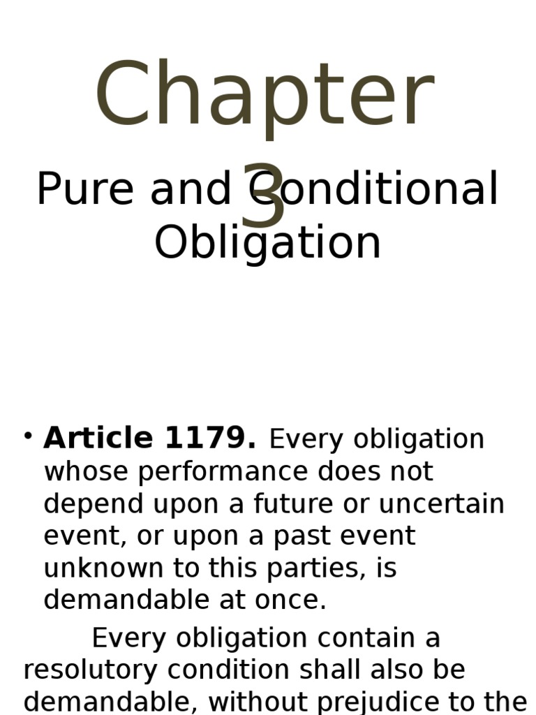 Pure and Conditional Obligation | PDF | Civil Law (Legal System ...