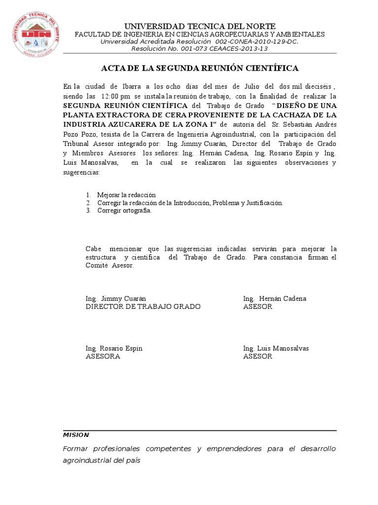 Acta 2da Reunión Científica | PDF