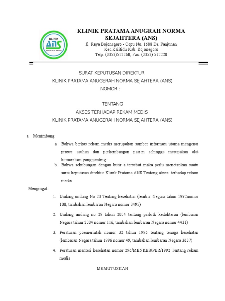 SK Rekam Medis | PDF