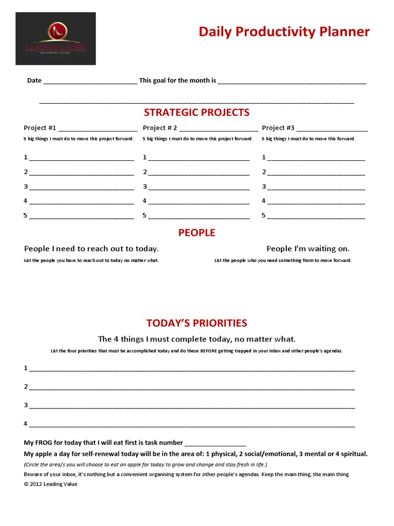 Daily Productivity Planner | PDF
